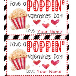 Popcorn Valentine's Day Class Printable| Editable Easy Valentine ...