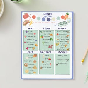 Lunch Menu With Pictures Printable | Lunch Box Planner | Food ...