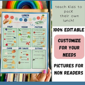 Lunch Menu With Pictures Printable | Lunch Box Planner | Food ...