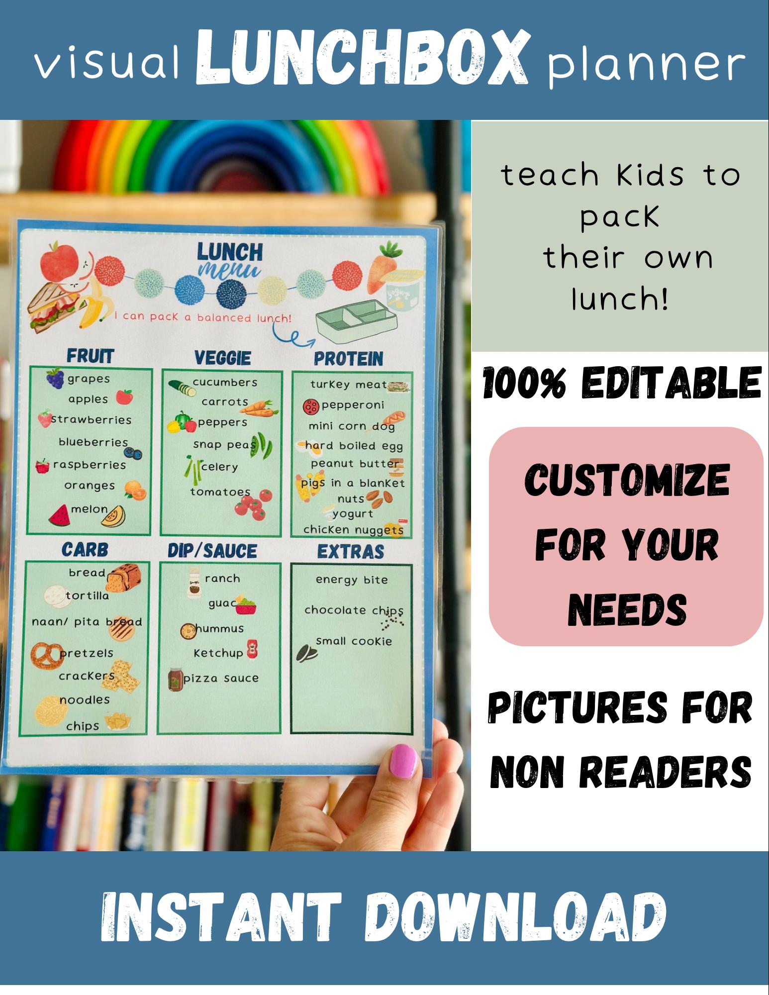 Lunch Menu With Pictures Printable | Lunch Box Planner | Food ...