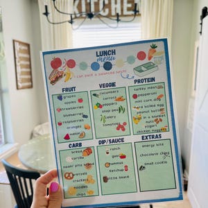 Lunch Menu With Pictures Printable | Lunch Box Planner | Food ...