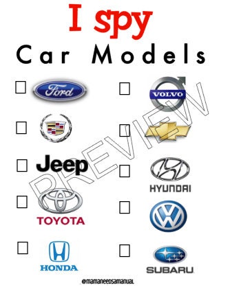 I Spy Car Model Printable Road Trip Activity Busy Activity Kids Car ...