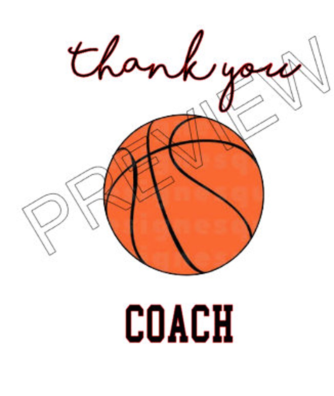 Thank You Basketball Coach Card| Printable| Instant Download - Etsy