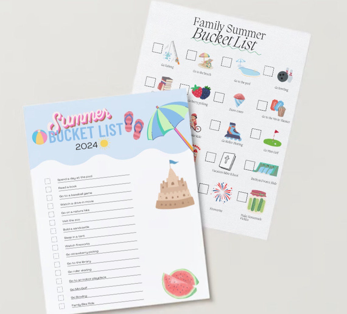 Visual Summer Bucket List | Bucket List for Kids With Pictures ...