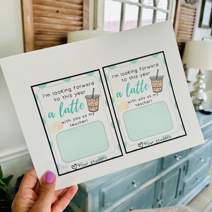 Latte Gift Card Teacher Printable| First Day of School| Meet the ...