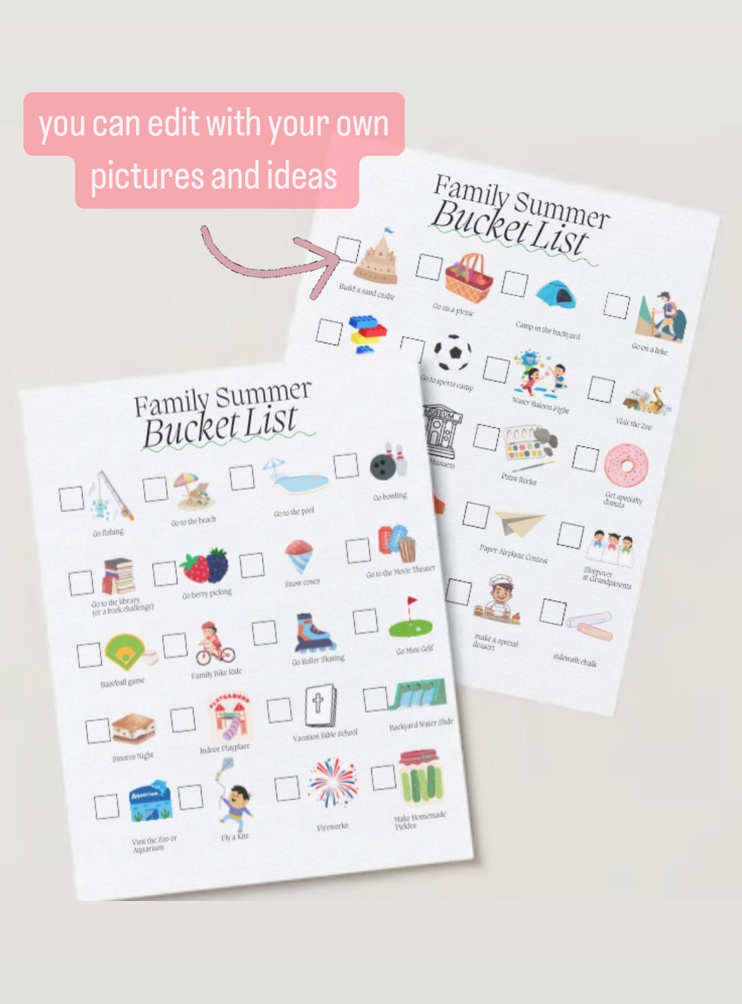 Visual Summer Bucket List | Bucket List for Kids With Pictures ...