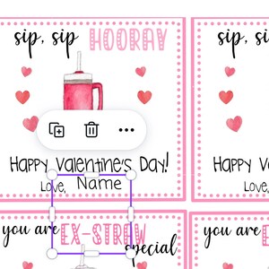 Stanley Cup Straw Topper Valentine Day Class Exchange Card| Elementary ...