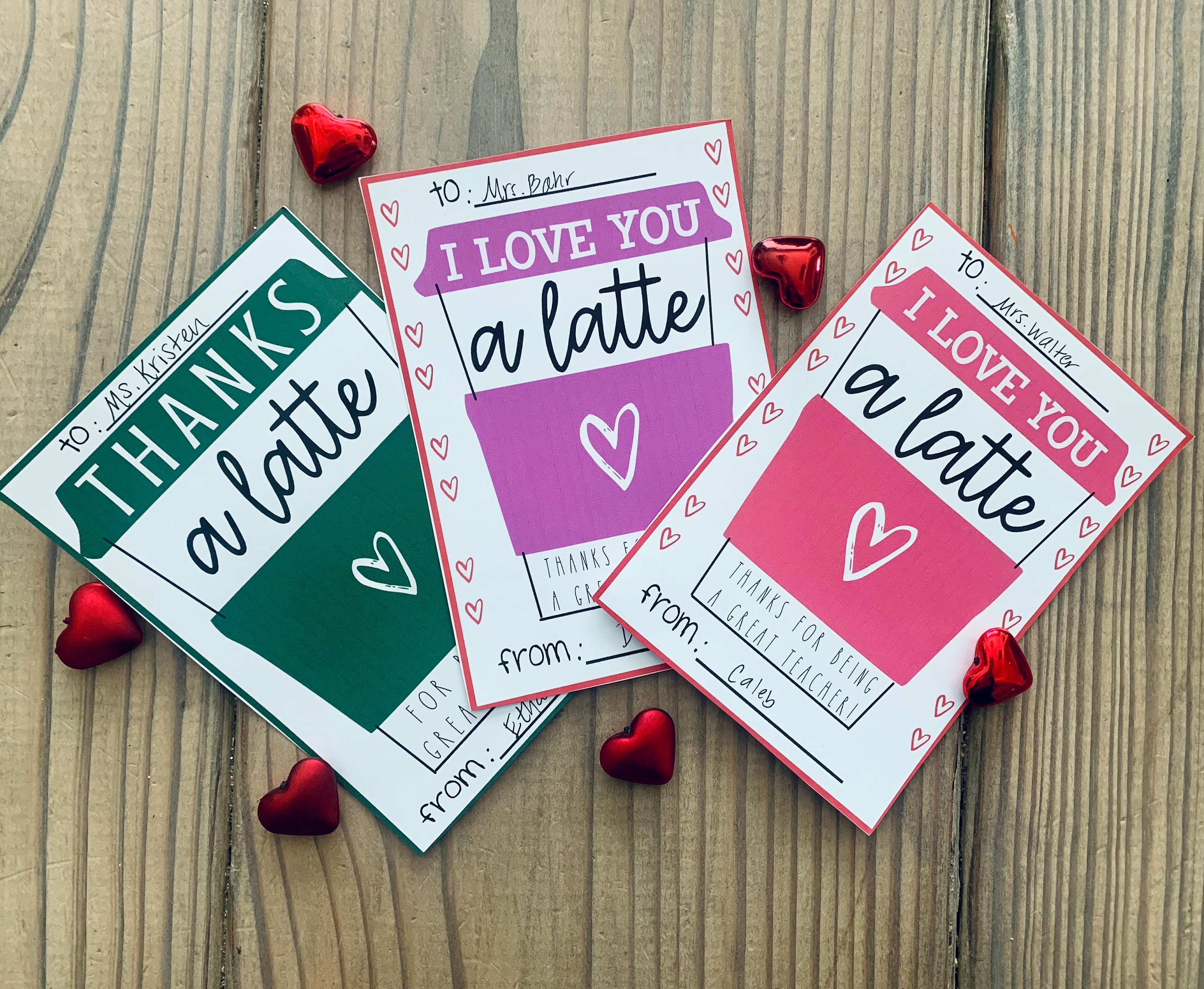 I Love You a Latte Teacher Valentine Printable | Valentine Teacher Gift ...