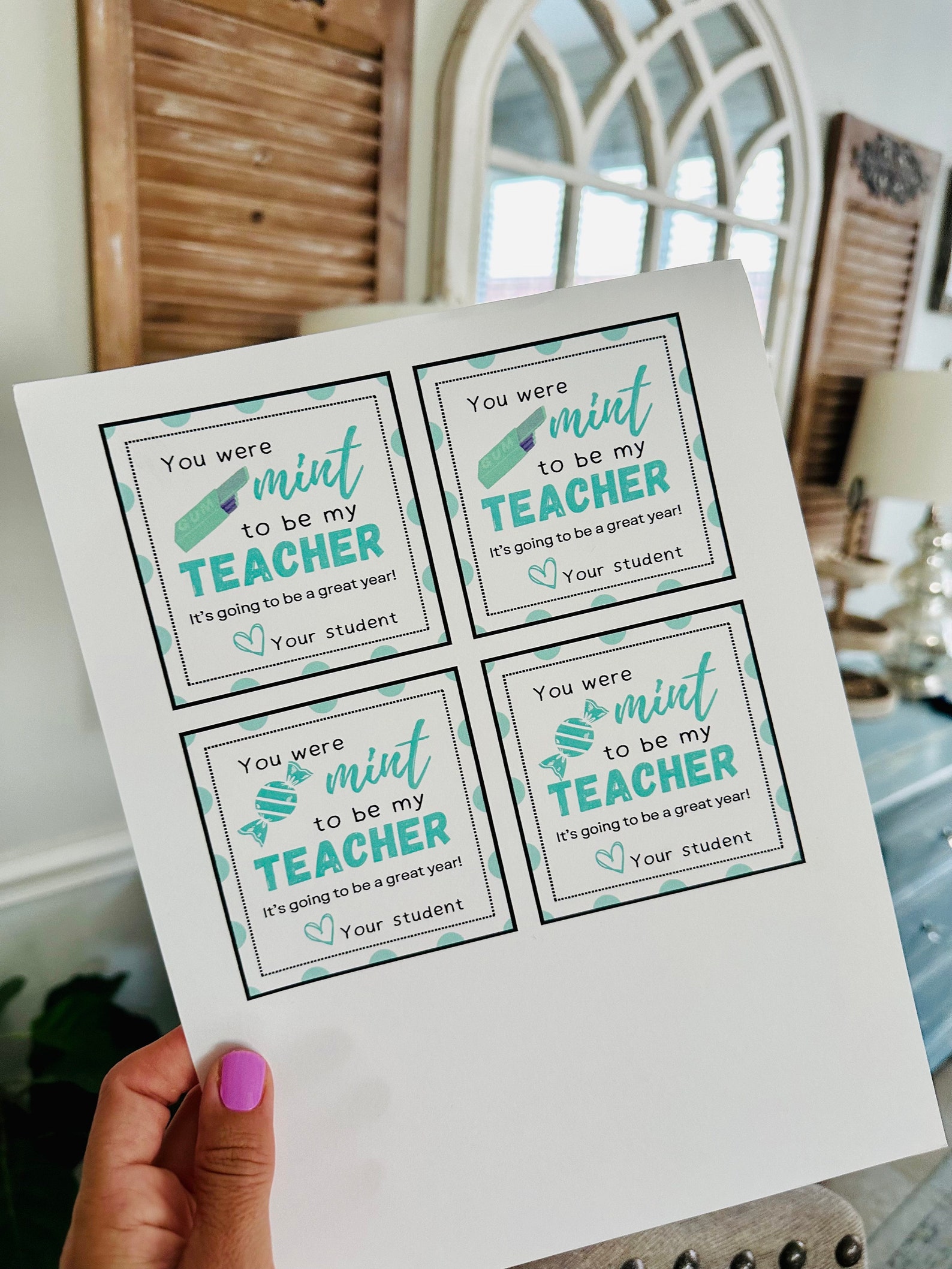 Mint to Be Teacher Printable | First Day of School| Meet the Teacher ...