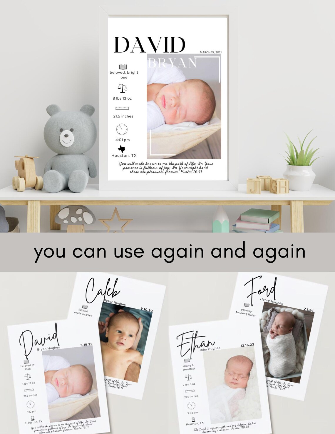 Editable Birth Stats Printable Poster | Custom Birth Stats Digital ...