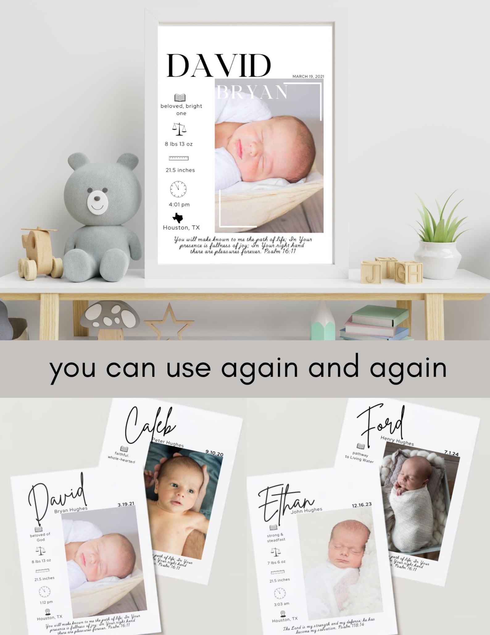 Editable Birth Stats Printable Poster | Custom Birth Stats Digital ...