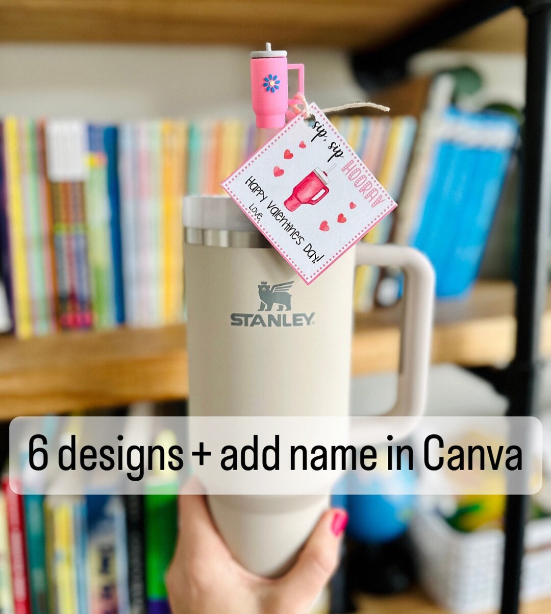 Stanley Cup Straw Topper Valentine Day Class Exchange Card| Elementary ...