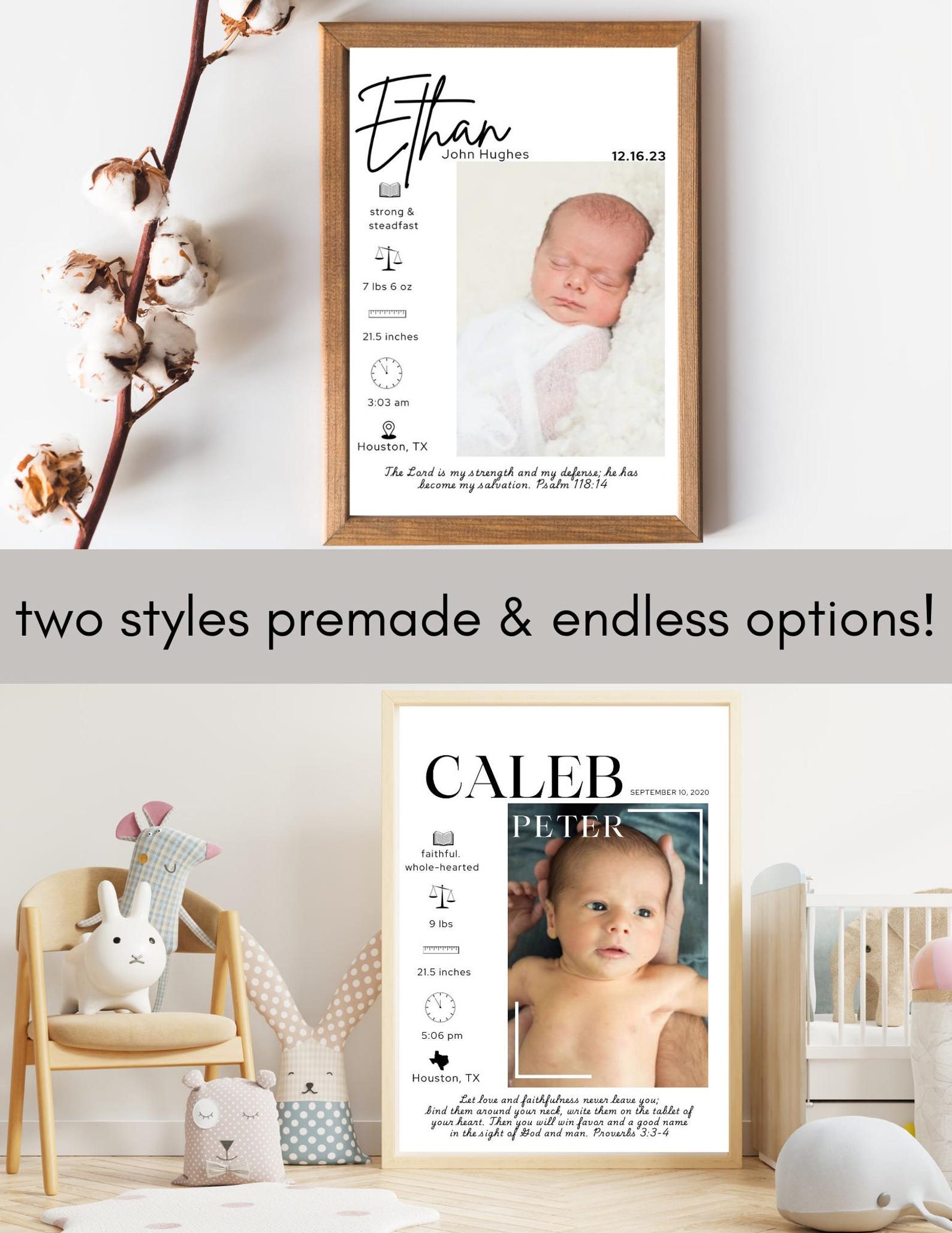 Editable Birth Stats Printable Poster | Custom Birth Stats Digital ...