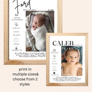 Editable Birth Stats Printable Poster | Custom Birth Stats Digital ...