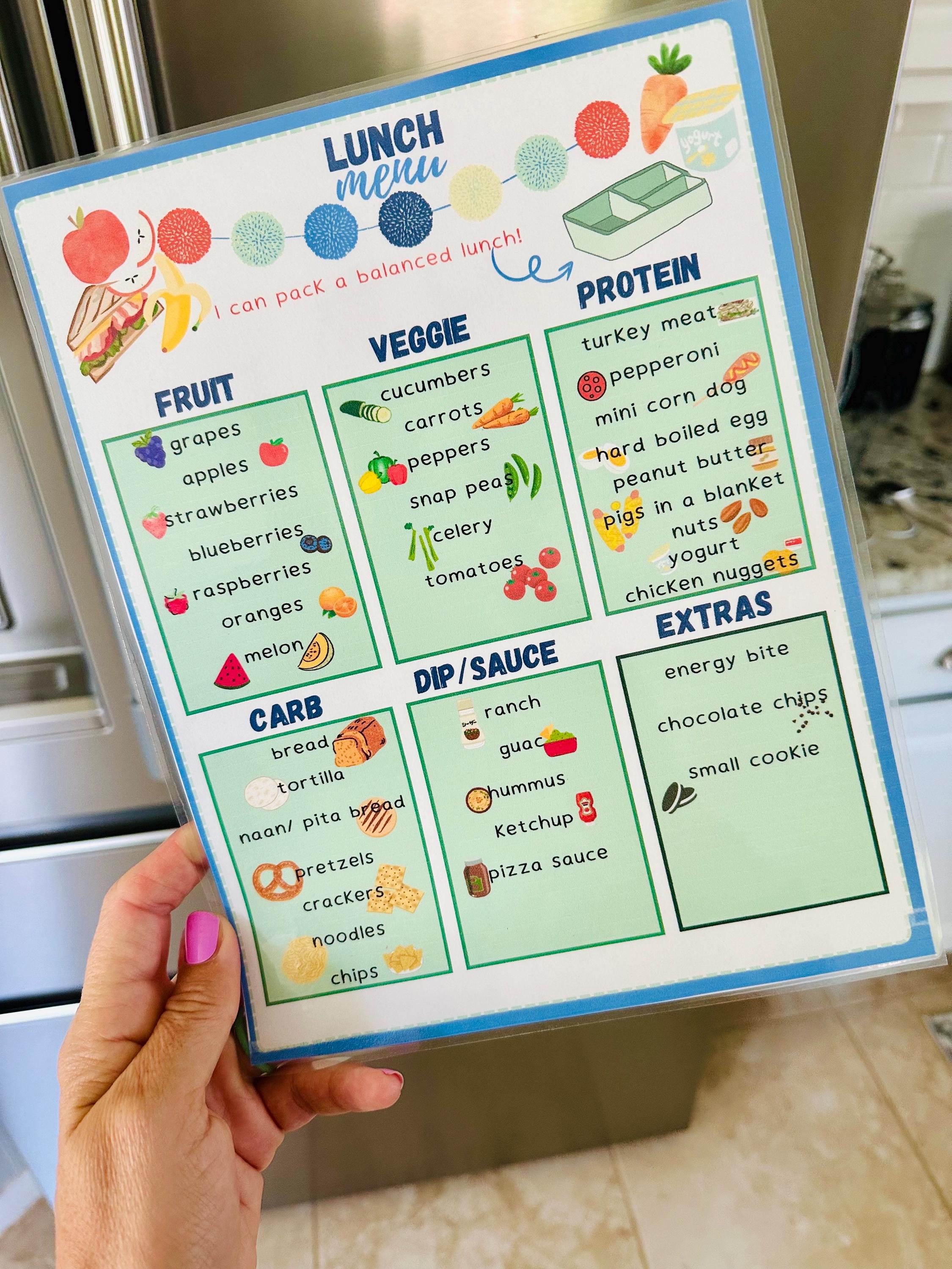 Lunch Menu With Pictures Printable | Lunch Box Planner | Food ...