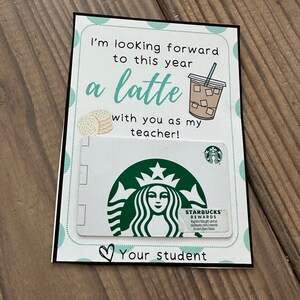 Latte Gift Card Teacher Printable| First Day of School| Meet the ...