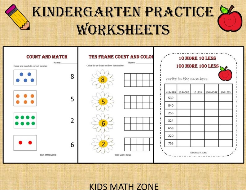Kindergarten Practice Worksheets 50 Printable Worksheets, Kindergarten ...