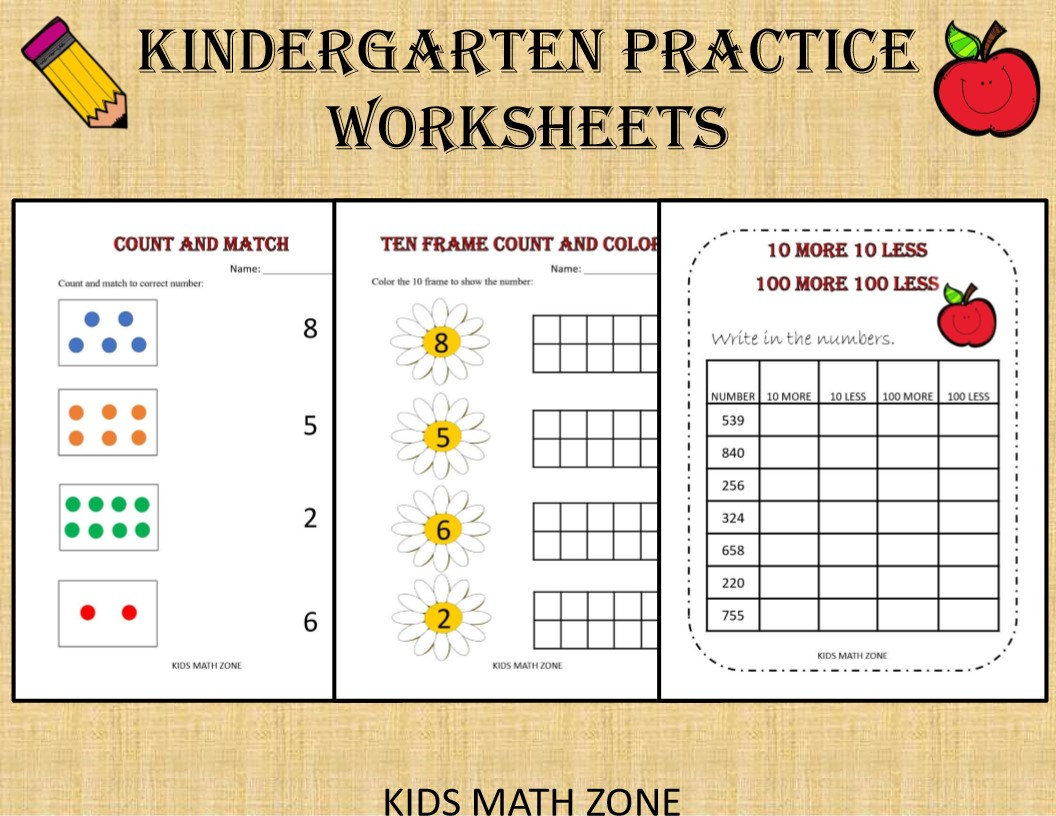 Kindergarten Practice Worksheets 50 Printable Worksheets, Kindergarten ...