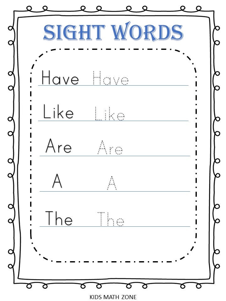 PRE-K Sight Words Workbook 35 Printable Worksheets Kids - Etsy