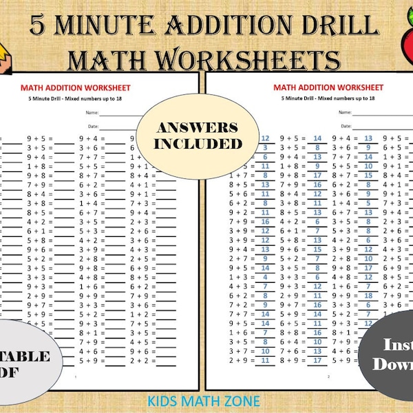Addition Worksheets - Etsy