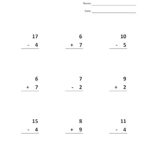 Add & Subtract Math Printable Worksheets no Regrouping/61 Pages/30 ...