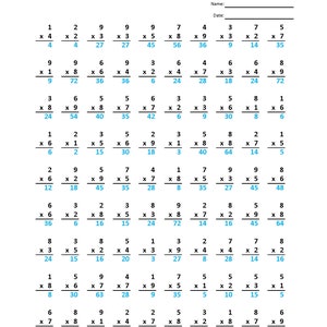 Multiplication 5 Minute Drill V (10 Math Worksheets With Answers)/pdf ...