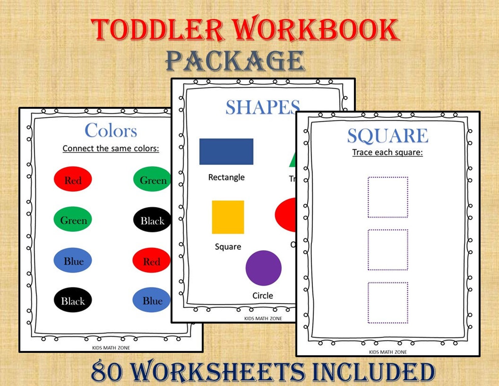 Toddler Workbook: 80 Printable Worksheets PDF, Kids Activities ...