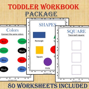 Toddler Workbook: 80 Printable Worksheets PDF, Kids Activities ...
