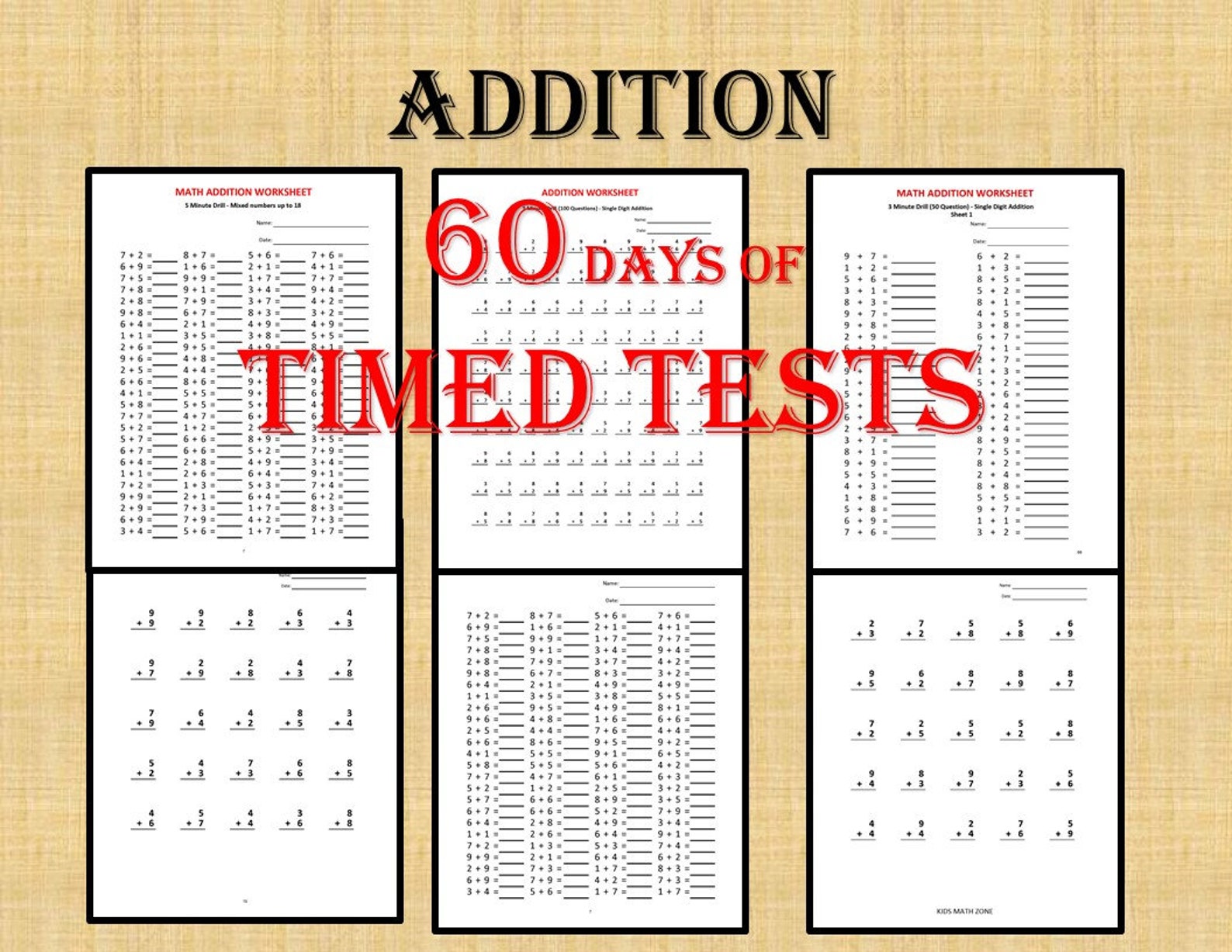 Addition Math Drills: 60 Days of Timed Tests, Grades 1-2 (printable) - Etsy