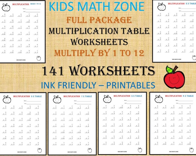 Multiplication 1 Minute Drill V (10 Math Worksheets With Answers)/ Pdf ...