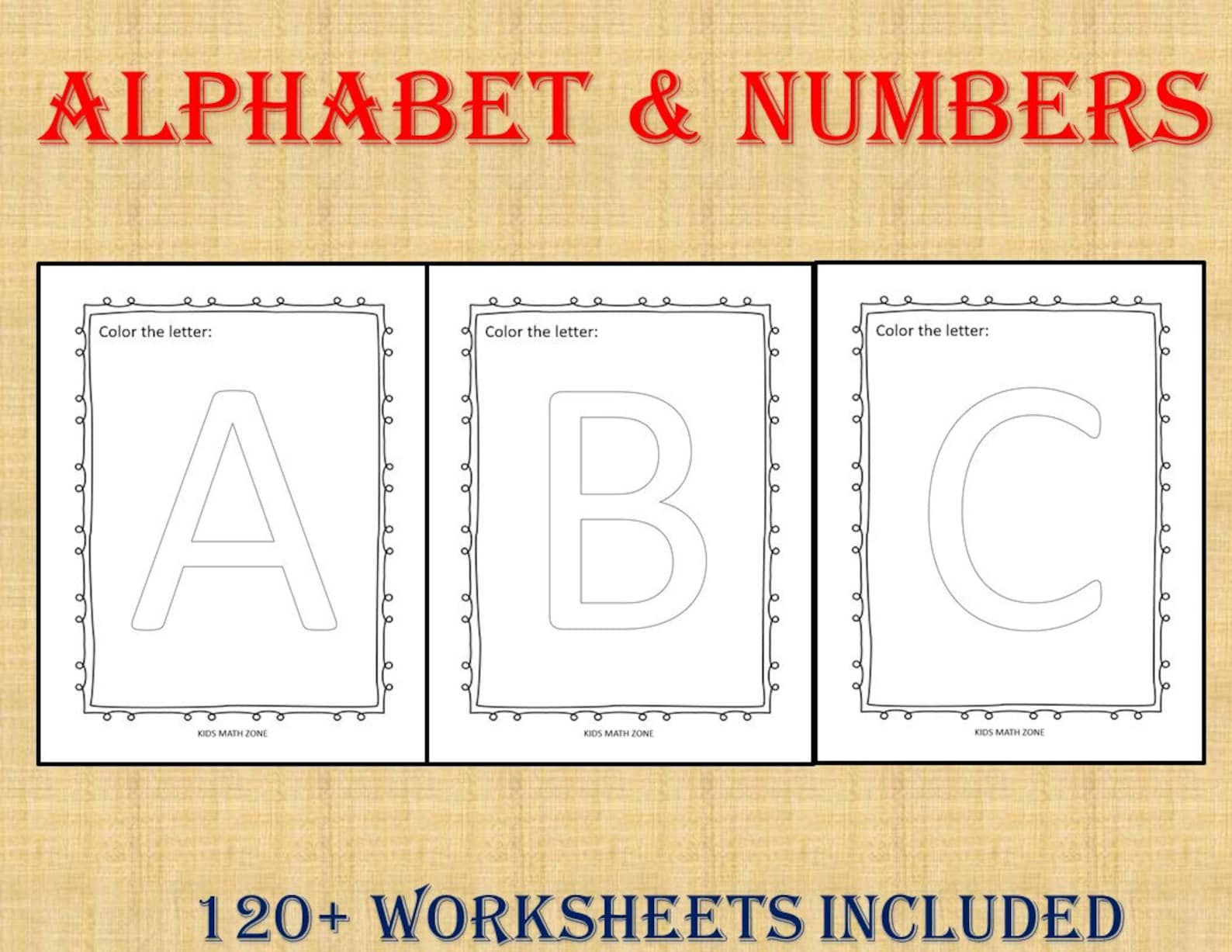 ALPHABET & NUMBERS (120 Worksheets) / Preschool Worksheets, Kids ...