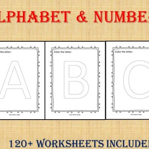 ALPHABET & NUMBERS (120 Worksheets) / Preschool Worksheets, Kids ...