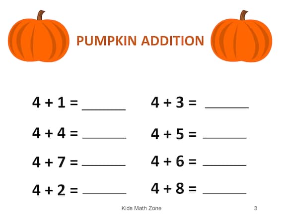 Hojas De Trabajo De Matemáticas De Calabaza Para Primer Grado El