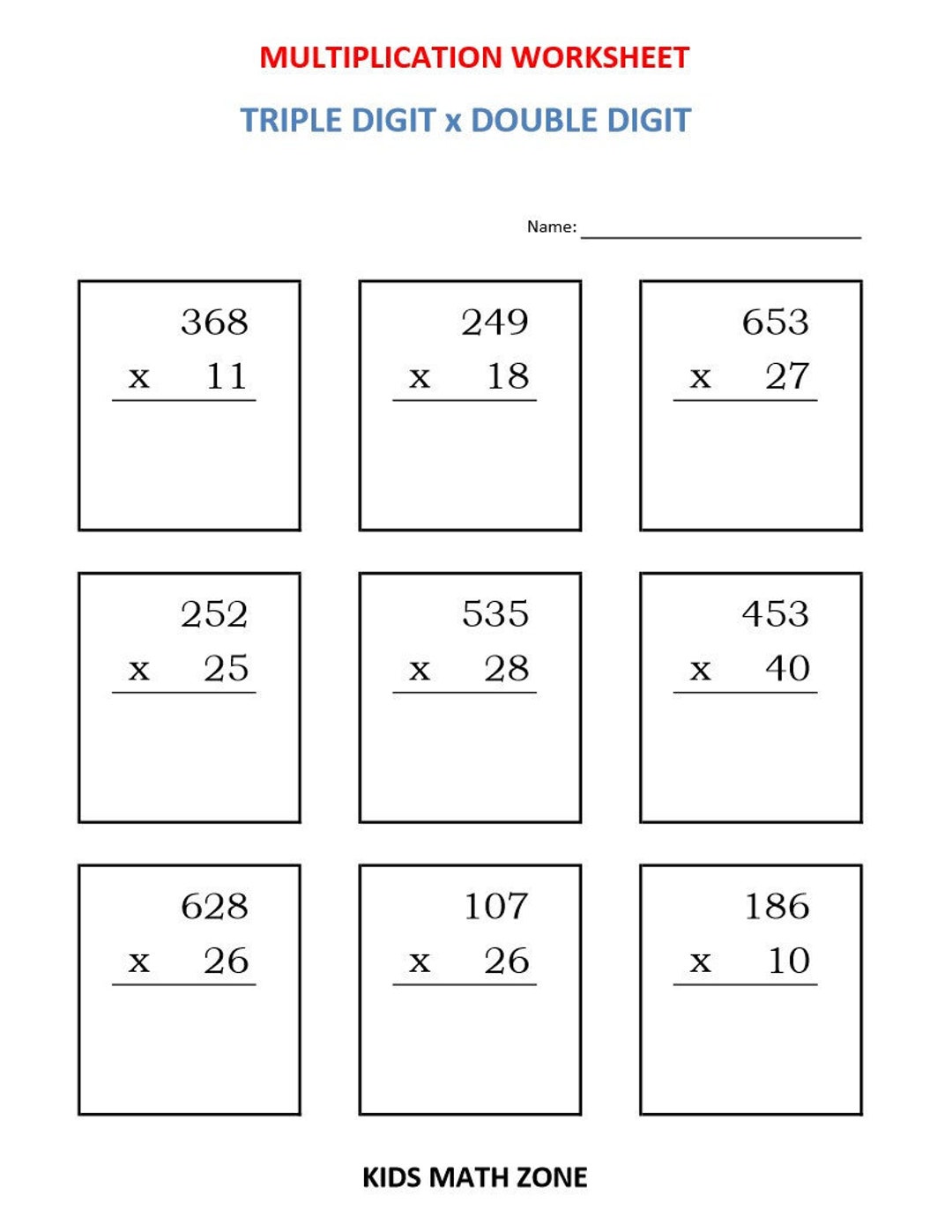 Multiplication Worksheets: Triple & Double Digit Practice (PDF Download ...