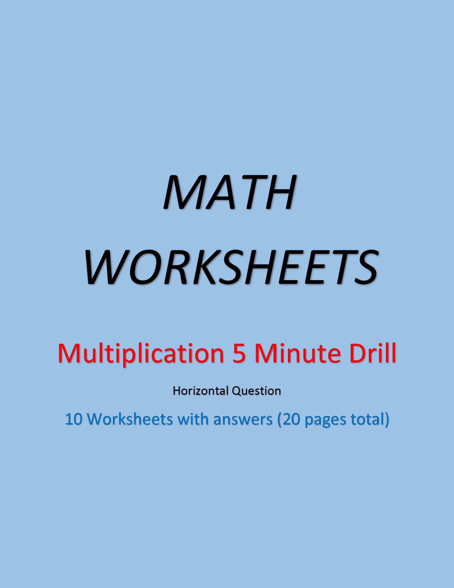 Multiplication 5 Minute Drill worksheets With Answers/pdf/ Year 2,3,4 ...