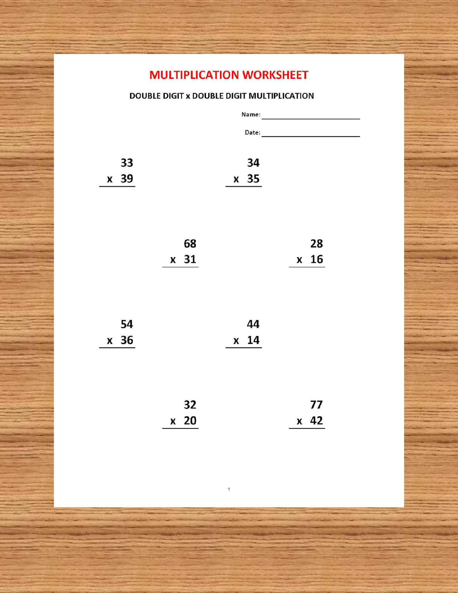 Multiplication Double Digit 10 Math Worksheets With Answers/pdf/ Year 3 ...