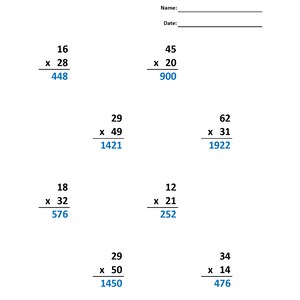 Multiplication Double Digit (10 Math Worksheets With Answers)/pdf/ Year ...