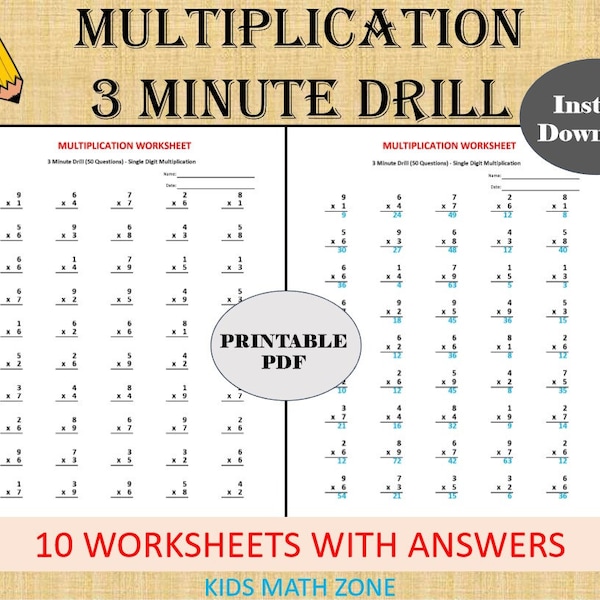 Multiplication Facts Worksheets - Etsy