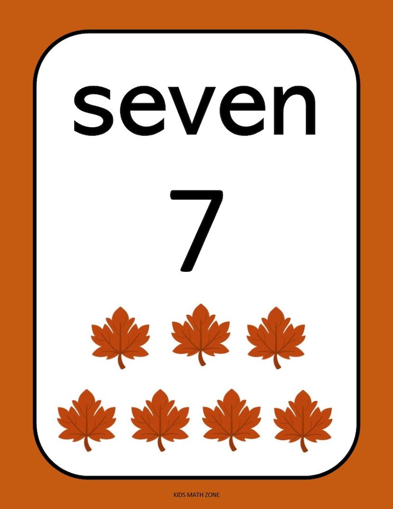 20 Printable Numbers Posters. Fall Leaves Numbers 1-20. Wall | Etsy