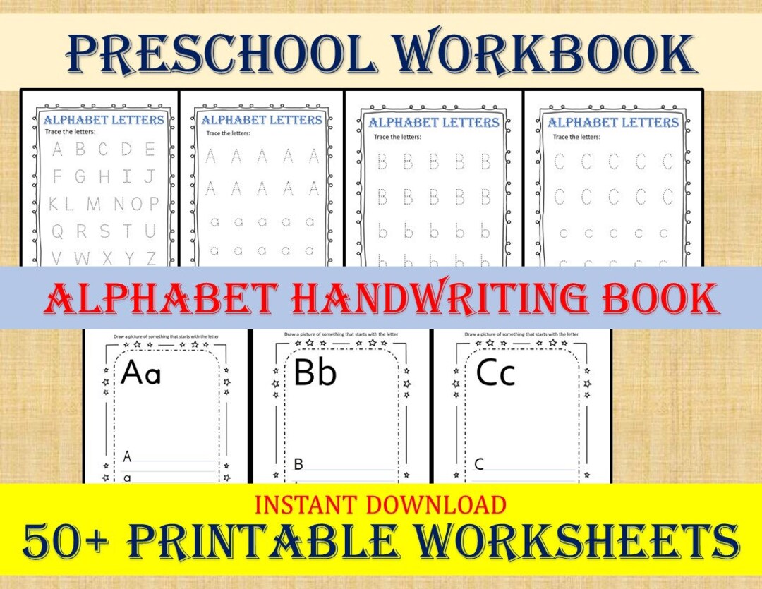 Preschool Workbook, Alphabet Handwriting Book, Trace the Alphabet ...