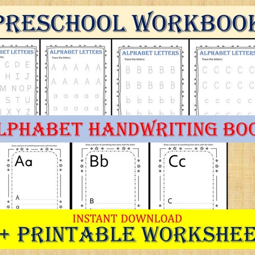 Preschool Workbook Alphabet Handwriting Book Trace the - Etsy