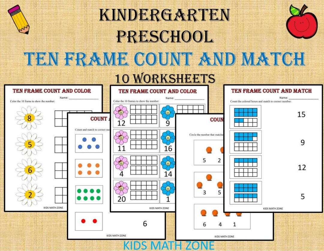 Ten Frame Counting and Match Numbers (printable Worksheets ...