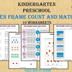 Ten Frame Counting and Match Numbers (printable Worksheets ...
