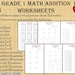 1st Grade Addition Worksheets (56 Worksheets With Answers) Pdf/ Kinder ...