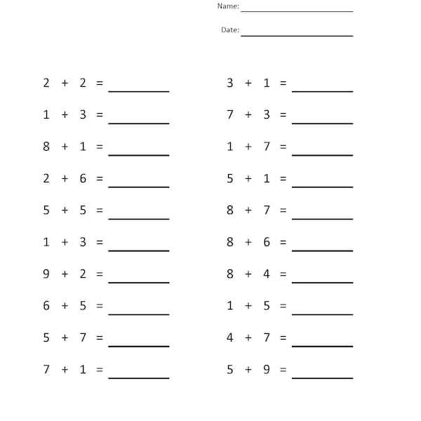 Addition Worksheets - Etsy