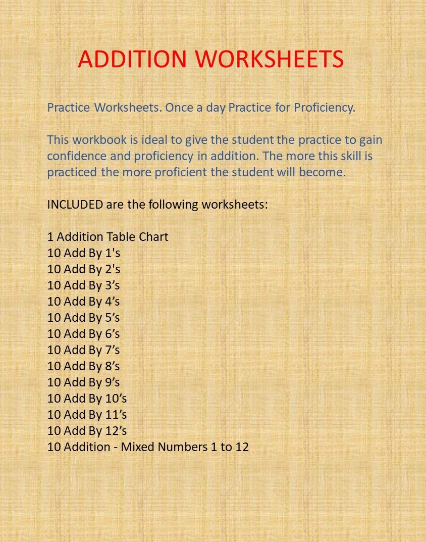 Addition Workbook 100 Worksheets With Answers Pdf/ Kinder, Grade 1,2 ...