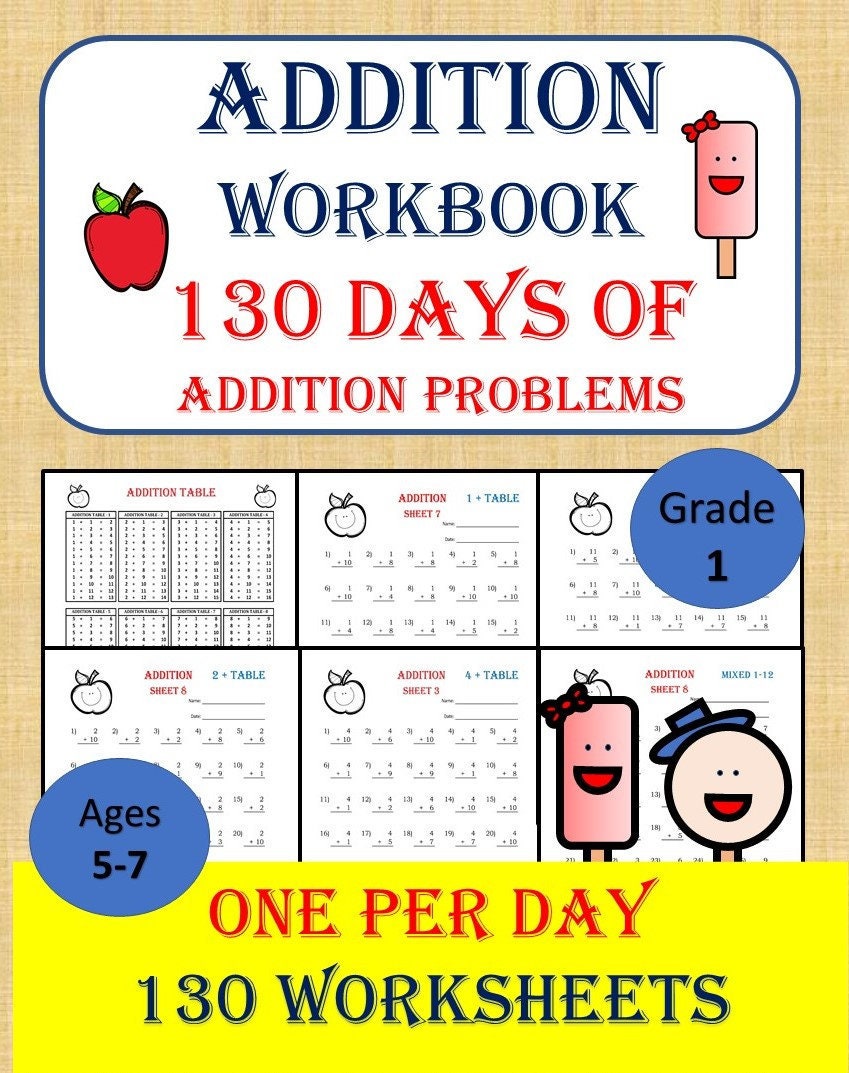Addition Workbook 100 Worksheets With Answers Pdf/ Kinder, Grade 1,2 ...
