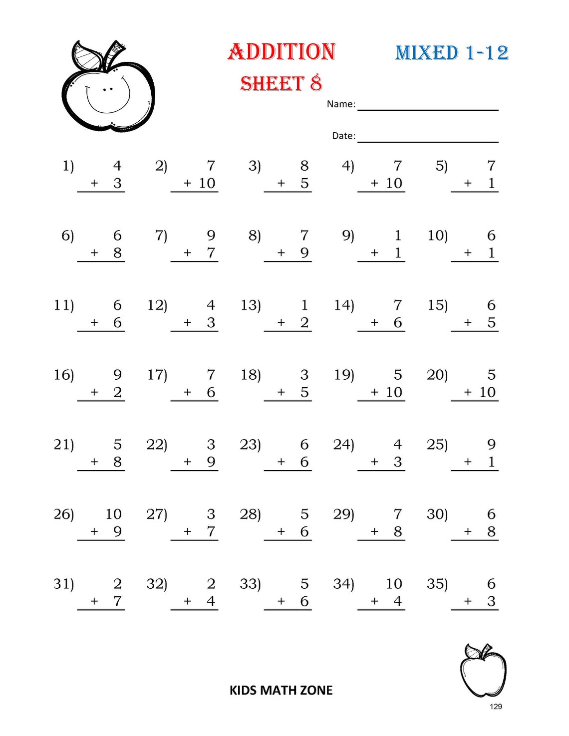 Addition Workbook 100 Worksheets With Answers Pdf/ Kinder, Grade 1,2 ...