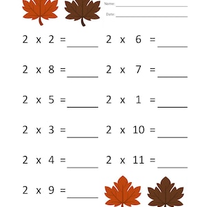 FALL MULTIPLICATION A (10 Worksheets) Pdf/ Year 1, 2, 3/ Grade 2, 3 ...