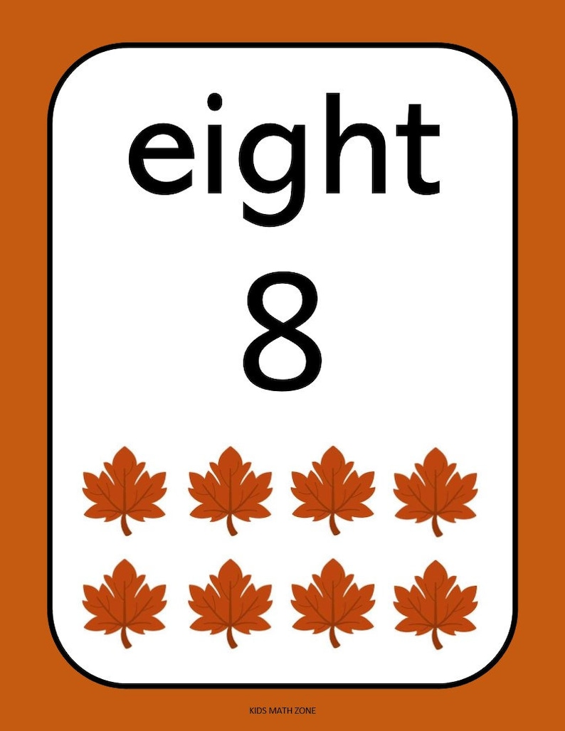 20 Printable Numbers Posters. Fall Leaves Numbers 1-20. Wall | Etsy